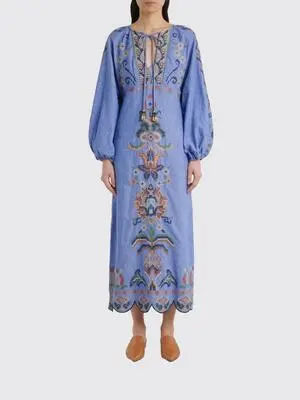 Farm Rio Garden Tapestry Embroidered Linen Midi Dress