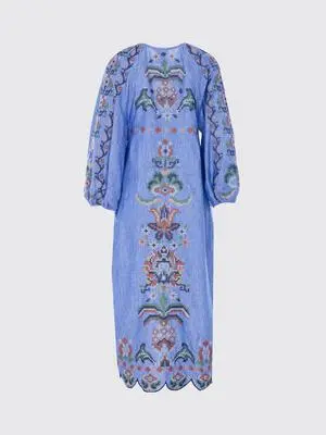 Farm Rio Garden Tapestry Embroidered Linen Midi Dress