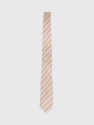 Tagliatore Regimental Striped Linen And Silk Neck Tie - Yellow