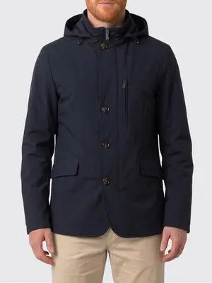 MOORER Single-breasted Technical Fabric Hooded Coat - Blue
