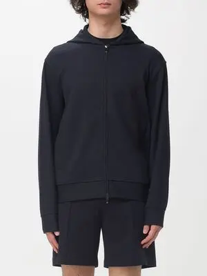 Emporio Armani Full Zip Ribbed Hoodie - Navy