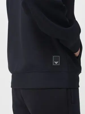 Emporio Armani Full Zip Ribbed Hoodie - Navy