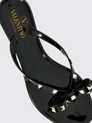Valentino Garavani Studded Bow Flip Flops - Black