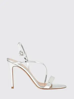 GIANVITO ROSSI Manhattan Laminated Patent Leather Stiletto Sandals - Silver