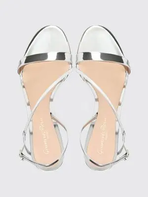 GIANVITO ROSSI Manhattan Laminated Patent Leather Stiletto Sandals - Silver