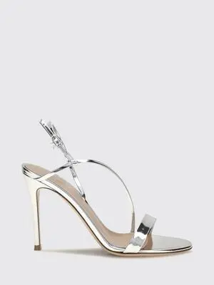 GIANVITO ROSSI Manhattan Laminated Patent Leather Stiletto Sandals - Silver