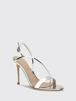 GIANVITO ROSSI Manhattan Laminated Patent Leather Stiletto Sandals - Silver