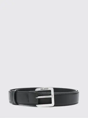Attico Leather Belt With Silver Tone Buckle - Black