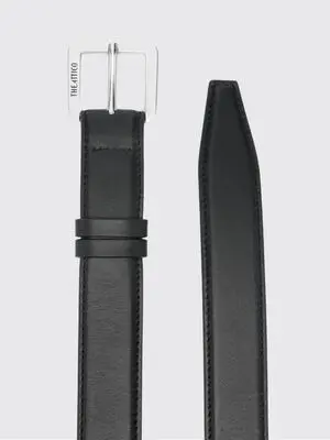 Attico Leather Belt With Silver Tone Buckle - Black