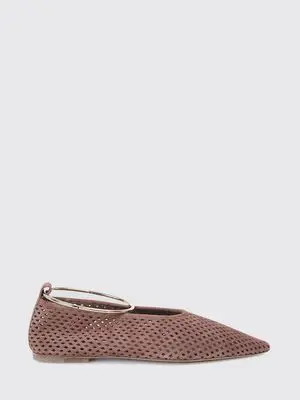 JIL SANDER Perforated Ballet Flats With Ankle Detail - Earth