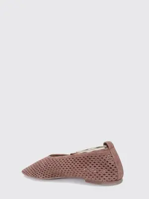JIL SANDER Perforated Ballet Flats With Ankle Detail - Earth