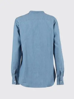 Aspesi Band Collar Shirt - Gnawed Blue