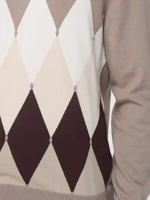 BALLANTYNE Diamond Pattern Cotton And Cashmere Pullover - Brown