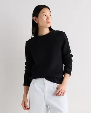 Quince Organic Cotton Roll Neck Sweater - Black