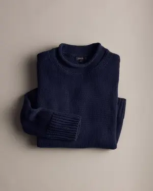 Quince Organic Cotton Roll Neck Sweater - Navy