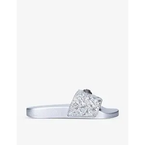 Kurt Geiger Meena Eagle Metallic Sliders - Silver
