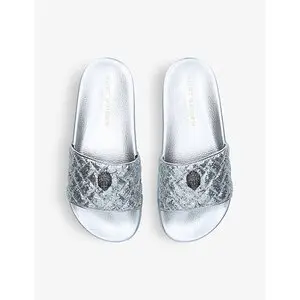 Kurt Geiger Meena Eagle Metallic Sliders - Silver