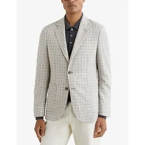 REISS Canty Houndstooth Single-breasted Stretch-woven Blazer