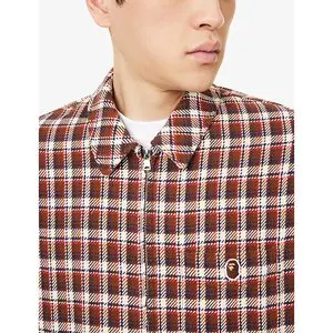 A BATHING APE Checked Zip-up Cotton Shirt