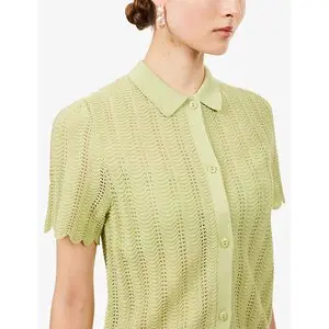 Devon Windsor Irene Open-knit Shirt - Matcha
