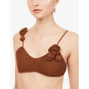 Devon Windsor Adrienne Crochet Bikini Top - Almond
