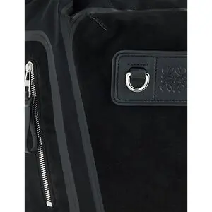 Loewe Flex Roll Top Canvas And Suede Backpack