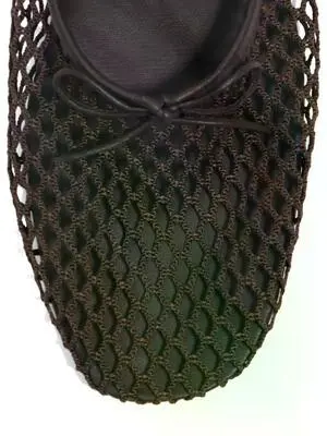 Bimba Y Lola Mesh Ballet Flats With Bow Detail - Brown