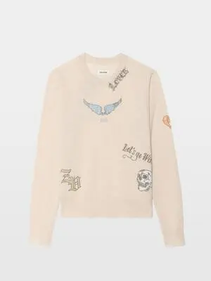 Zadig&Voltaire Miss Cashmere Sweater With Rhinestone Embellishment - Cream