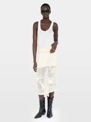 Zadig&Voltaire Cotton And Linen Crochet Jacquard Skirt - Ecru