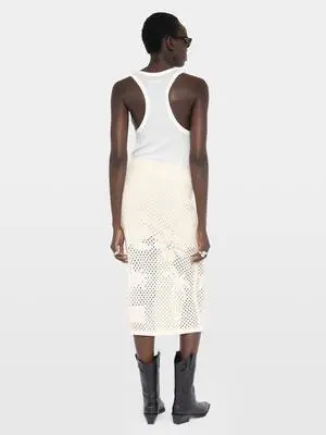 Zadig&Voltaire Cotton And Linen Crochet Jacquard Skirt - Ecru
