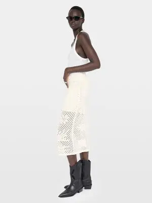 Zadig&Voltaire Cotton And Linen Crochet Jacquard Skirt - Ecru