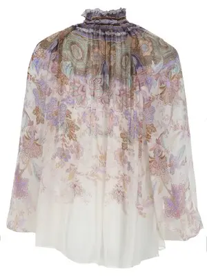 Zimmermann Blusa Luna Puff Sleeve Top - Multicolour