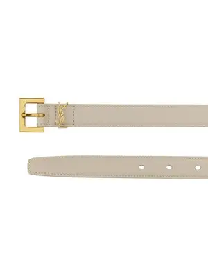 Saint Laurent Cassandre Skinny Belt - Beige