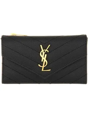 Saint Laurent Cassandre Card Holder - Black