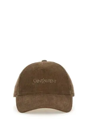 Saint Laurent Corduroy Baseball Cap - Brown