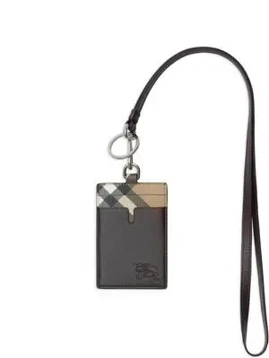 Burberry Pop Check Lanyard Card Case - Brown