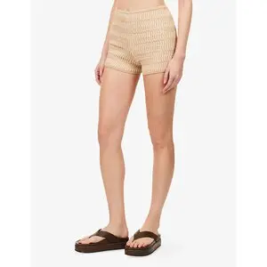 Devon Windsor Metallic Knit Shorts - Cashew