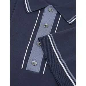 REISS Rothwell Short-sleeved Knitted Polo Shirt - Navy