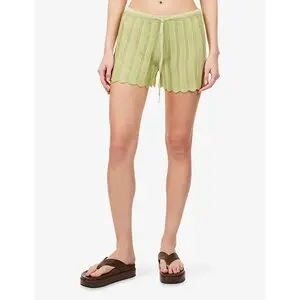 Devon Windsor Ivy Open-knit Shorts - Matcha