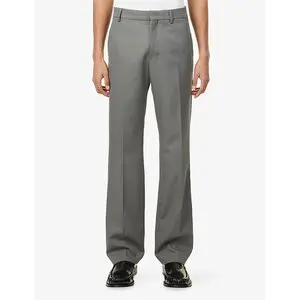 AMI Paris Pressed-crease Straight-leg Wool Trousers - Carbone