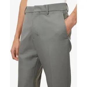 AMI Paris Pressed-crease Straight-leg Wool Trousers - Carbone
