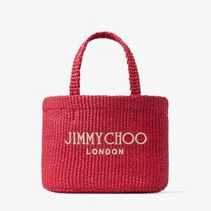 JIMMY CHOO Mini Beach Tote Bag - Ruby Red/light Gold