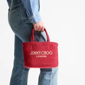 JIMMY CHOO Mini Beach Tote Bag - Ruby Red/light Gold