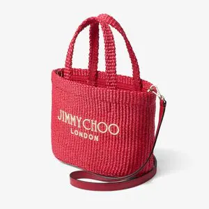 JIMMY CHOO Mini Beach Tote Bag - Ruby Red/light Gold