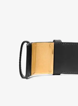 Michael Kors Leather Cuff Bracelet With Brass Stud - Black