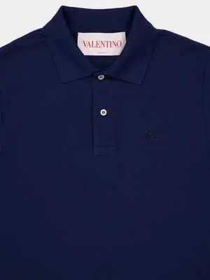 Valentino Garavani Indigo Cotton Piqué Polo Shirt