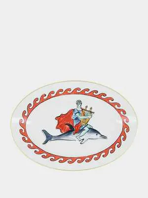 GINORI 1735 Il Viaggio Di Nettuno Dolphin Large Oval Platter - White