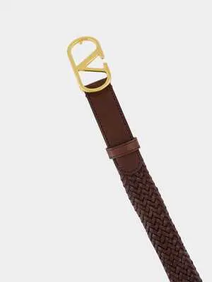 Valentino Garavani Braided Leather Vlogo Belt