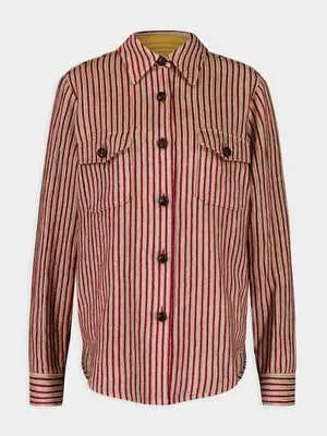 La DoubleJ Color Block Linen Corduroy Jacket - Red