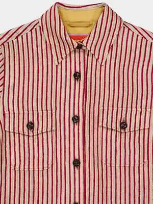 La DoubleJ Color Block Linen Corduroy Jacket - Red